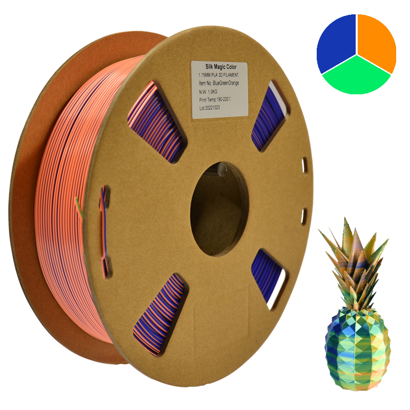 SILK PLA TRICOLOR – Blue, Green, Orange 1,75mm :: RoyalFilaments